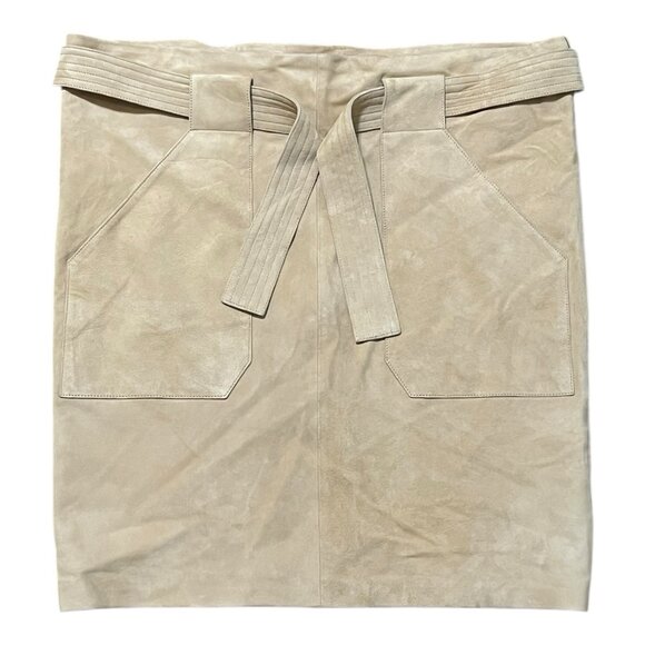 Anine Bing | Skirts | Anine Bing Womens Suede Leather Skirt Ecru Belted ...